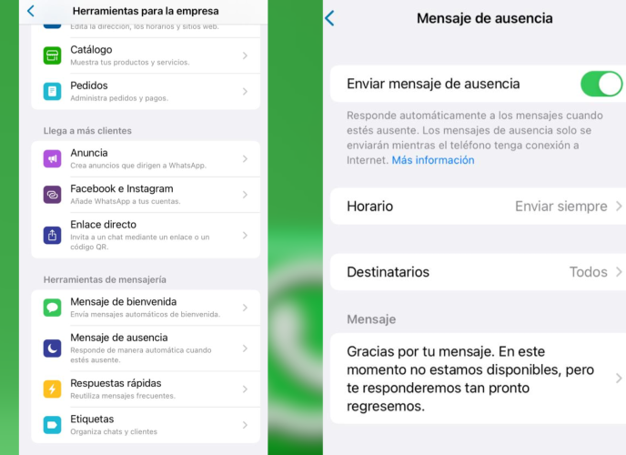 Así puedes poner un mensaje automático en WhatsApp Business